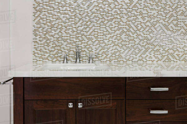 Tiles, sink and drawers in modern bathroom - Royalty-free Stock Photo ...