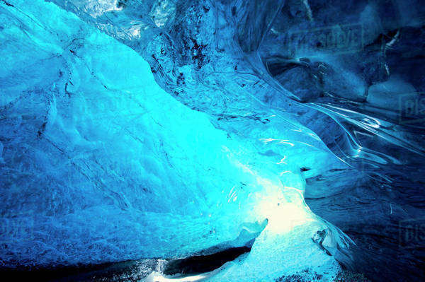 Light glowing in glaciers, Vatnajokull, Austurland, Iceland - Royalty ...