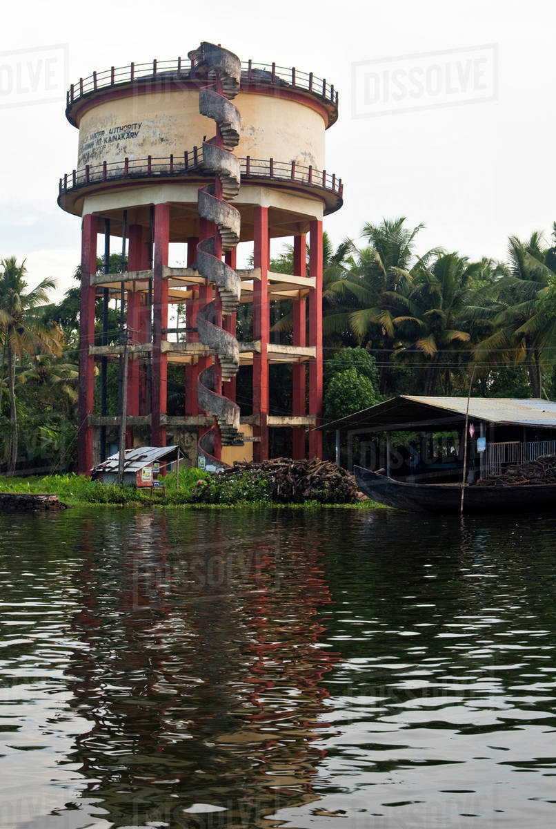 Water Tower on River - Royalty-free Stock Photo | Dissolve