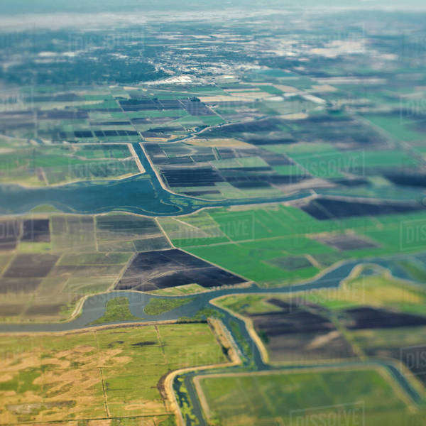 Aerial View of a River Passing Through Farmland - Royalty-free Stock ...