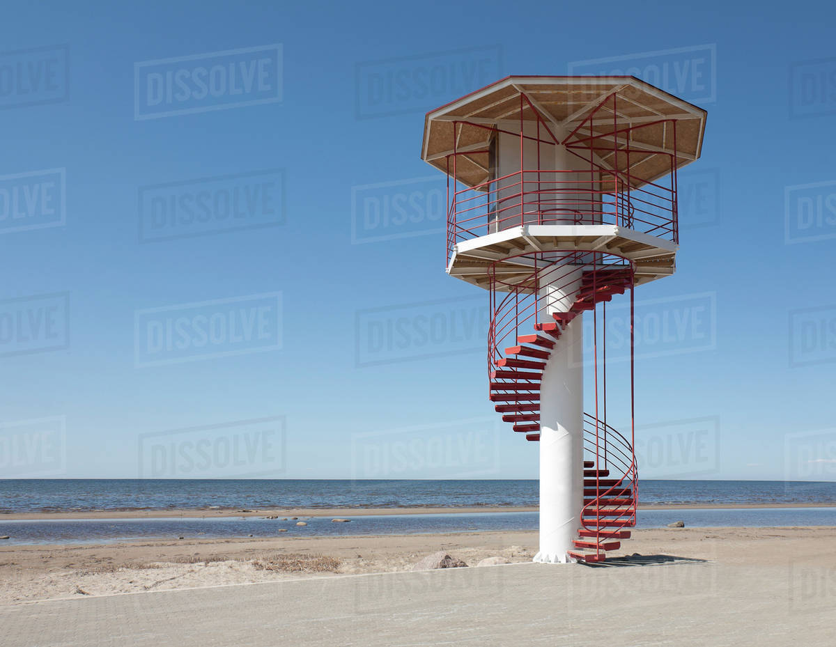 A tall watchtower with spiral staircase - Royalty-free Stock Photo ...