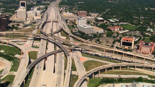 Looking down onto High Five interchange in Dallas, Texas - Stock Video ...