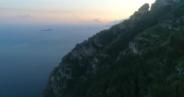 Road going up steep coastal cliff in Positano, Italy - Stock Video ...