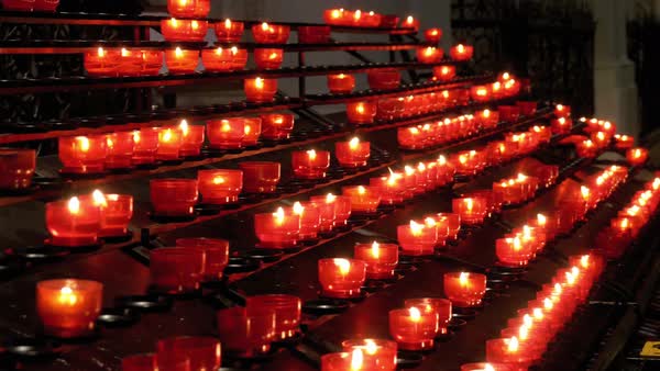 Many Candles Are Lit in the Christian Church of Orthodoxy. Many burning ...