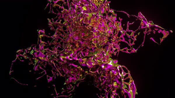 Neon liquid tendrils in 3D animation, twisting in a chaotic dance ...