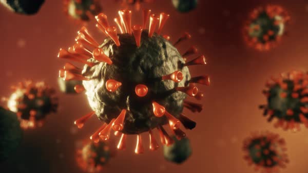 Realistic deadly virus model. Virus cells under the microscope ...