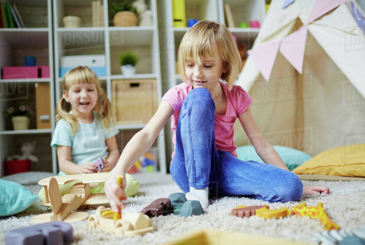 Preschool girls playing in kindergarten - Royalty-free Stock Photo ...