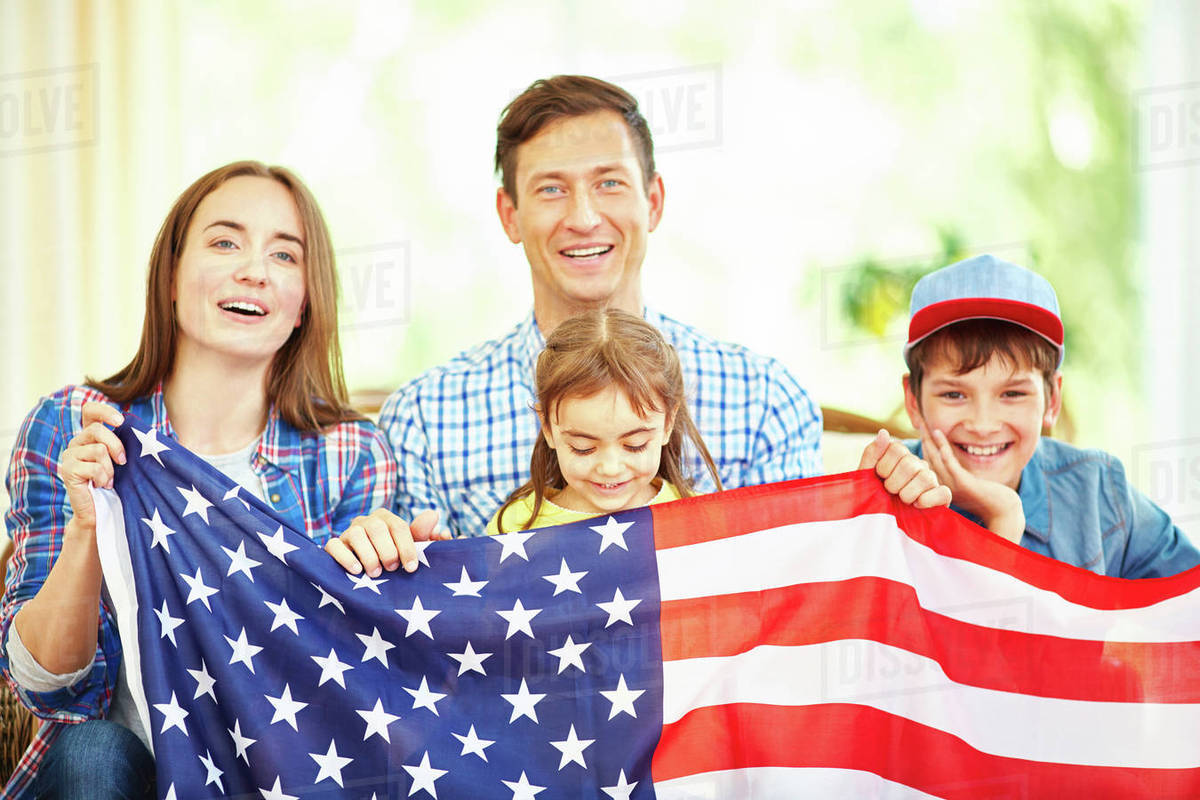 Modern family of American patriots - Stock Photo - Dissolve