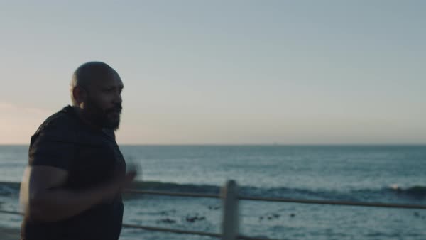 Overweight man running intense workout jogging challenge fat male ...