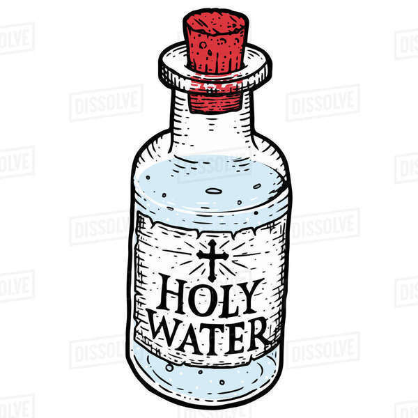 Illustration of bottle of holy water isolated on white background ...