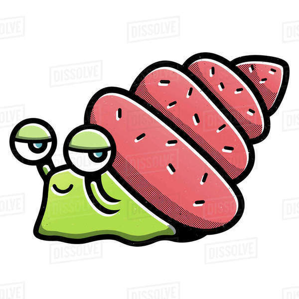 Cartoon illustration of sea snail against white background - Stock ...