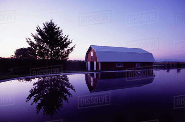 Reflection of a barn on water, Lancaster, Lancaster County ...