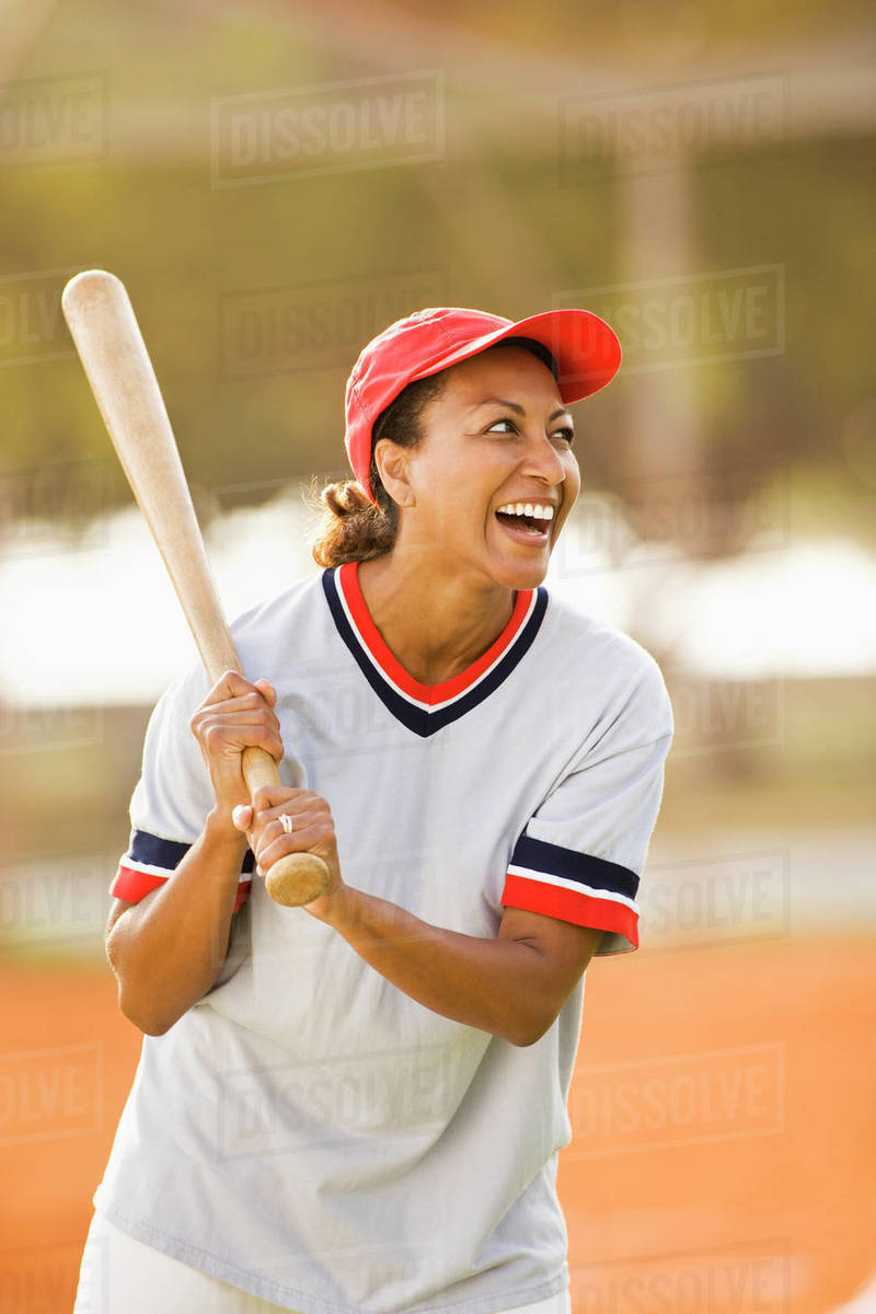 African American woman playing baseball - Royalty-free Stock Photo ...