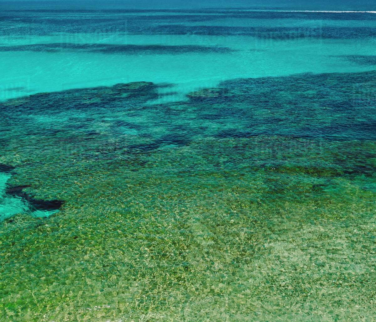 Aerial close up of tropical lagoon - Royalty-free Stock Photo | Dissolve
