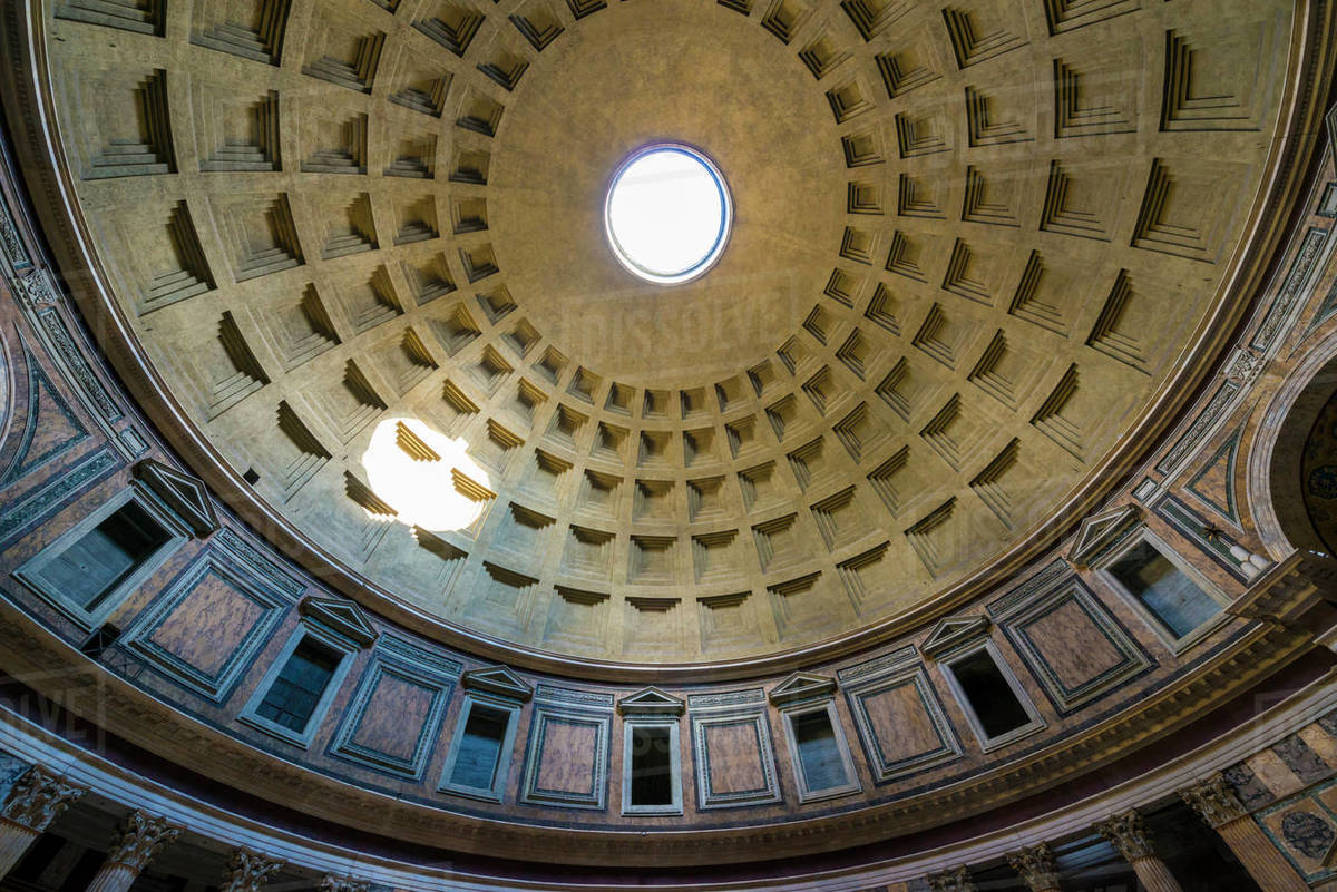 Pantheon with Ceiling with Sunlight in Rome, Italy. - Royalty-free ...