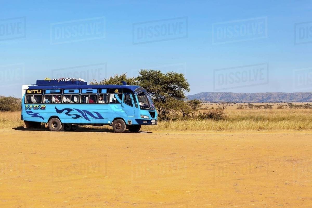 Blue bus typical African public transport - Royalty-free Stock Photo ...