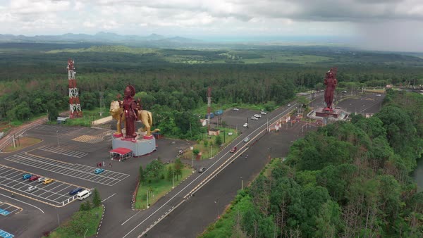 Ganga Talao, Mauritius: Aerial view of Lord Shiva and Ganga Talao lake ...