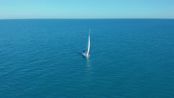 Aerial view. Traditional yacht sailing across sea. - Stock Video ...