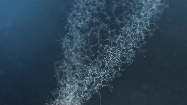 Seamless looping 3d animation of a rotating digital plexus DNA chain ...