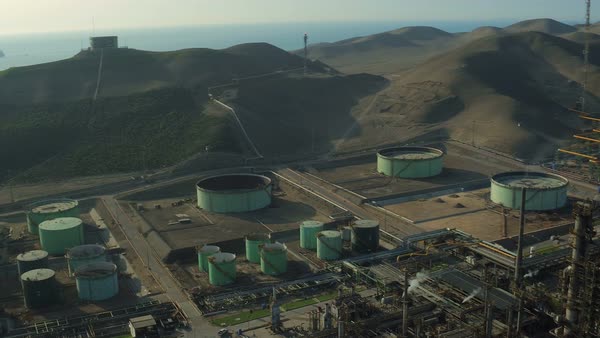 Oil refinery in Ventanilla Peru - Stock Video Footage - Dissolve