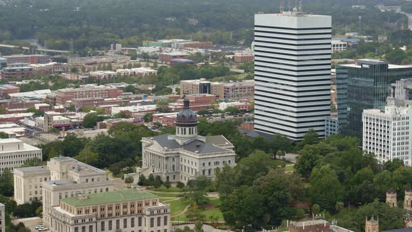 Columbia South Carolina cityscape with Capitol Building - Stock Video ...