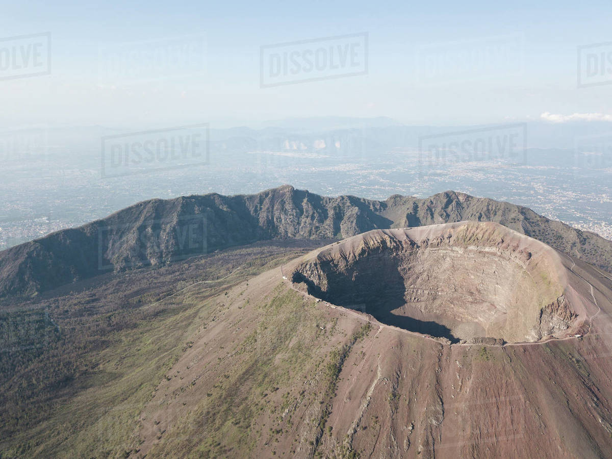 Aerial view of beautiful mount vesuvius, Naples in Campania, Italy ...