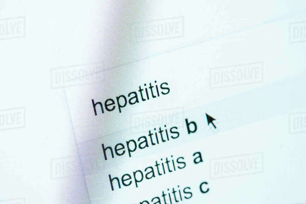Close up view of computer screen with lettering hepatitis a, b, c ...