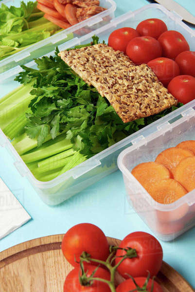 close up view of healthy food composition on blue backdrop - Stock ...