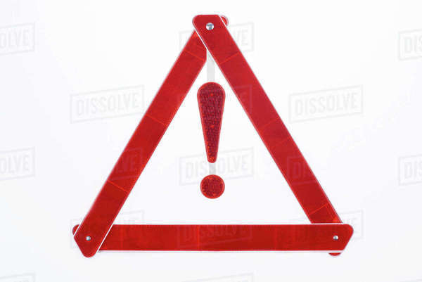 top view of red warning triangle road sign isolated on white - Royalty ...