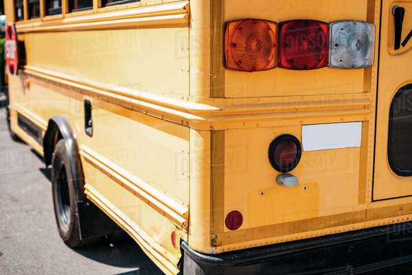 rear view of traditional yellow school bus - Royalty-free Stock Photo ...