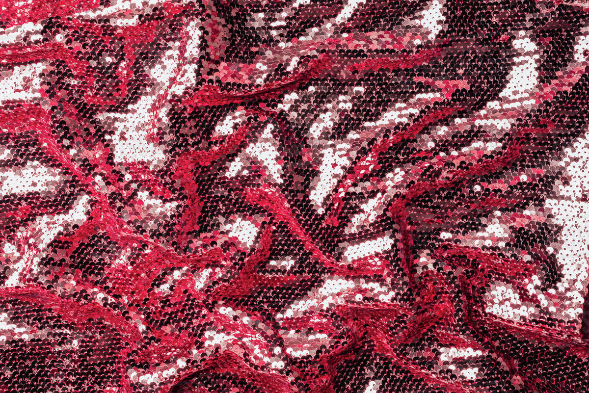 Top view of burgundy textile with shiny sequins as background - Stock ...