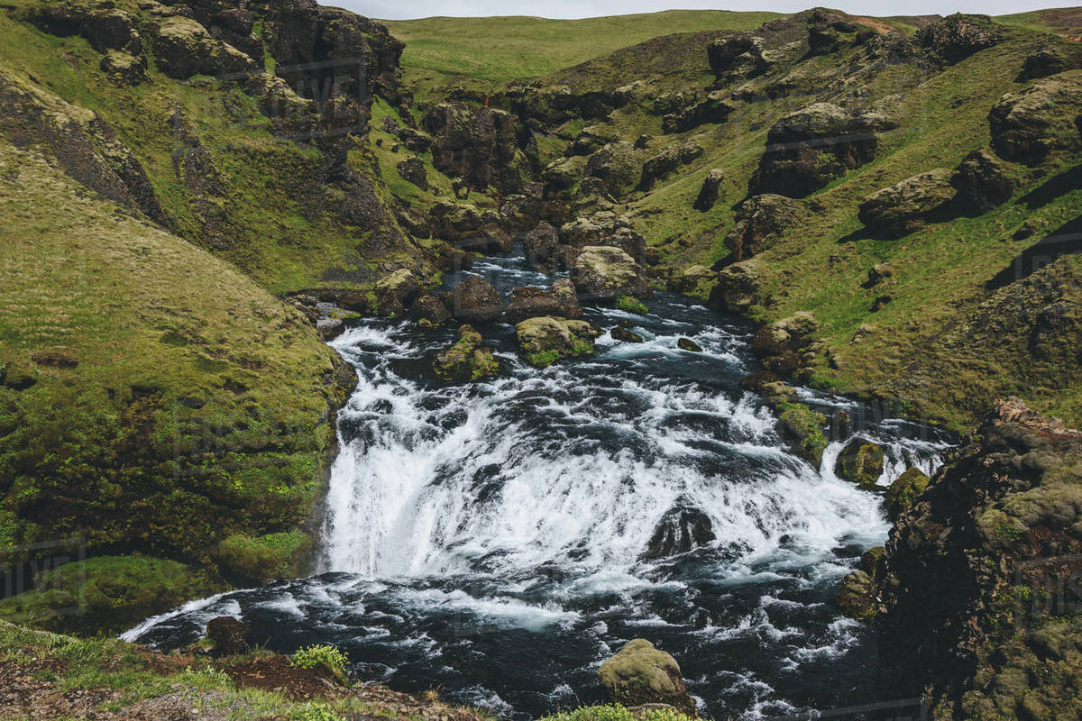 Scenic view of beautiful skoga river canyon in iceland - Royalty-free ...