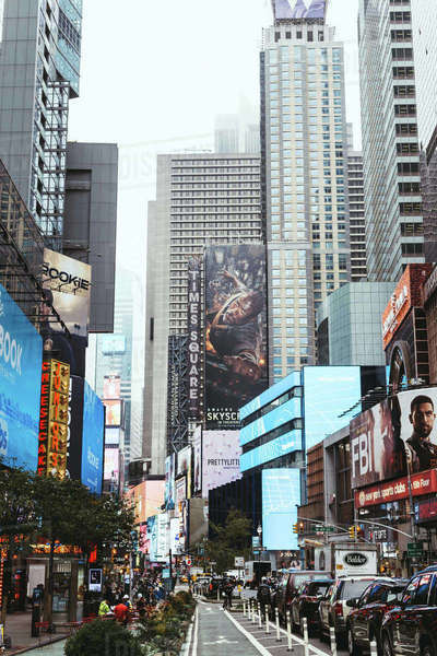 Times square, new York, USA - October 8, 2018: urban scene with crowded ...