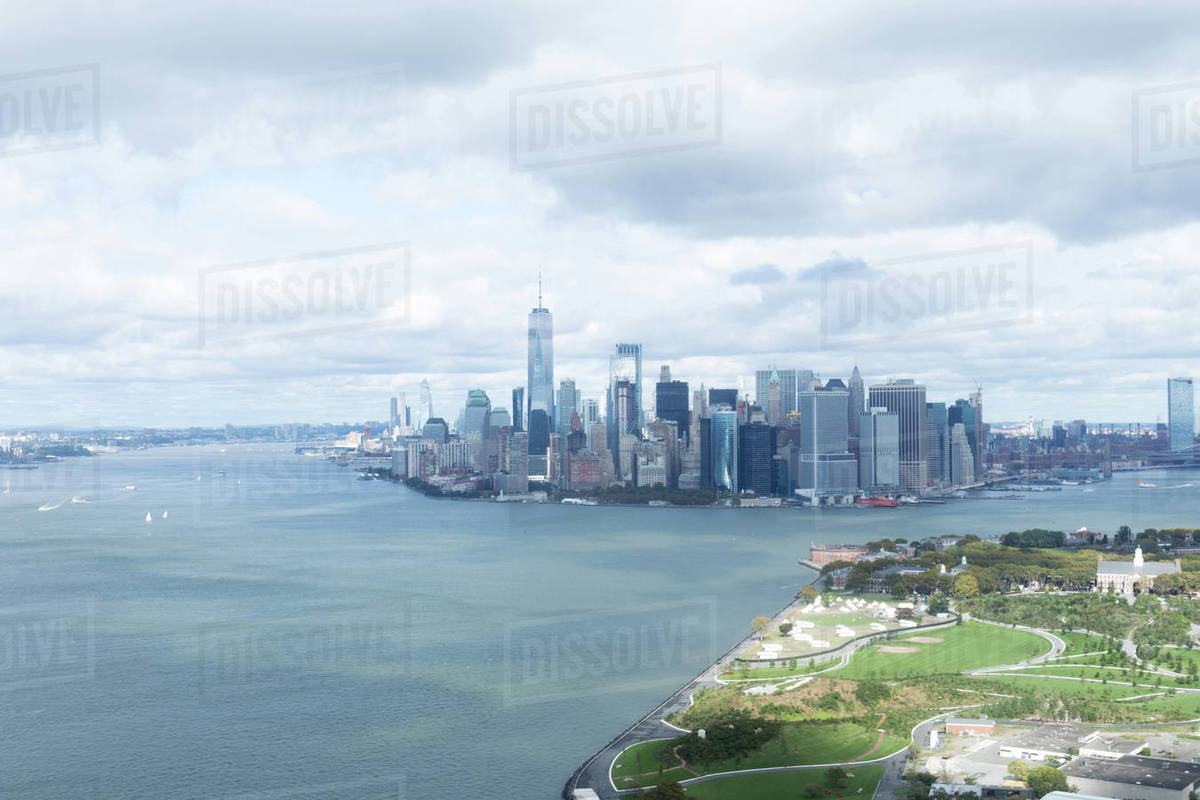 Aerial view of Atlantic ocean and new York city, USA - Royalty-free ...