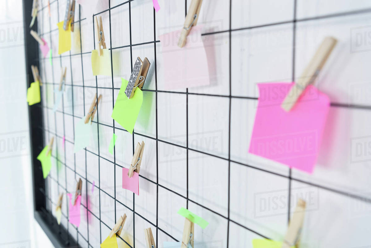 various empty colorful notes hanging on board - Royalty-free Stock ...