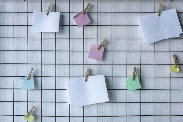 various empty colorful notes hanging on board - Royalty-free Stock ...