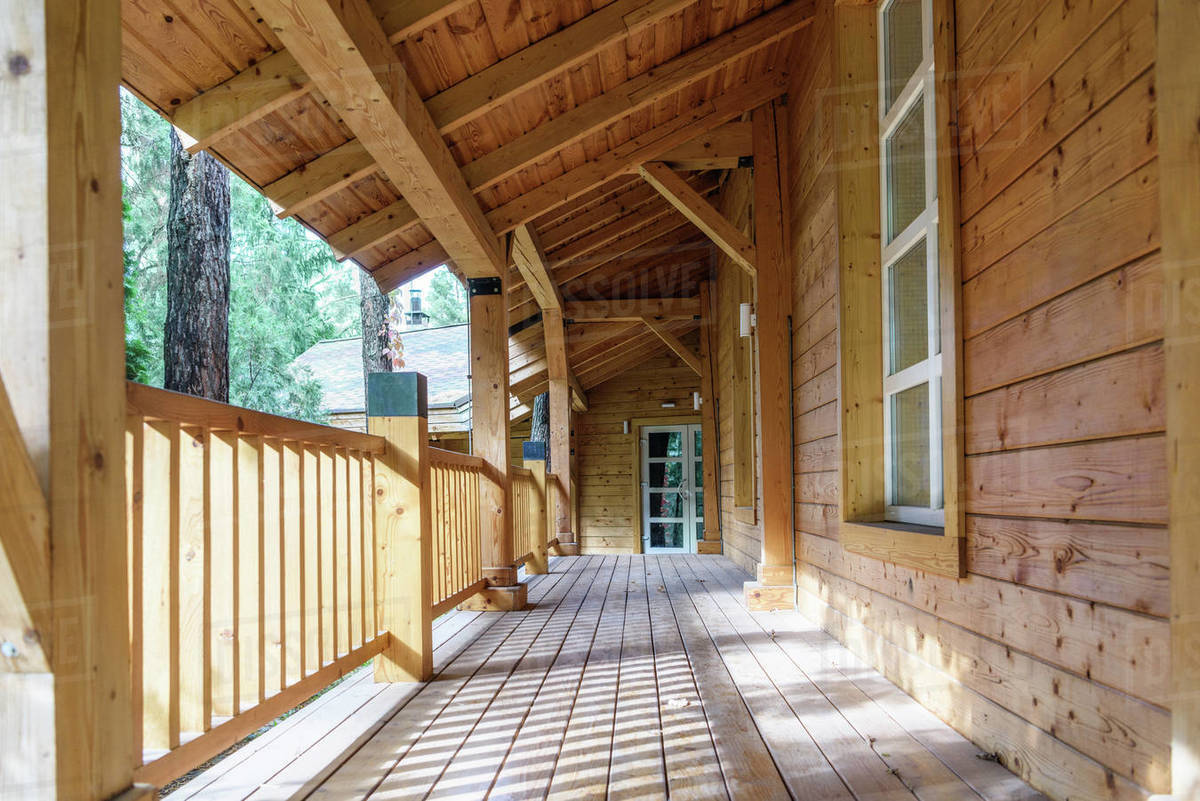 Wooden terrace in modern country house - Royalty-free Stock Photo ...