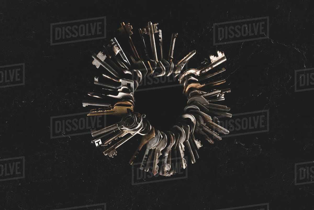 top view bunch of different keys isolated on black - Royalty-free Stock ...