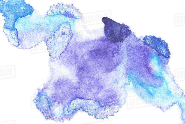 Abstract painting with blue paint blots on white - Royalty-free Stock ...