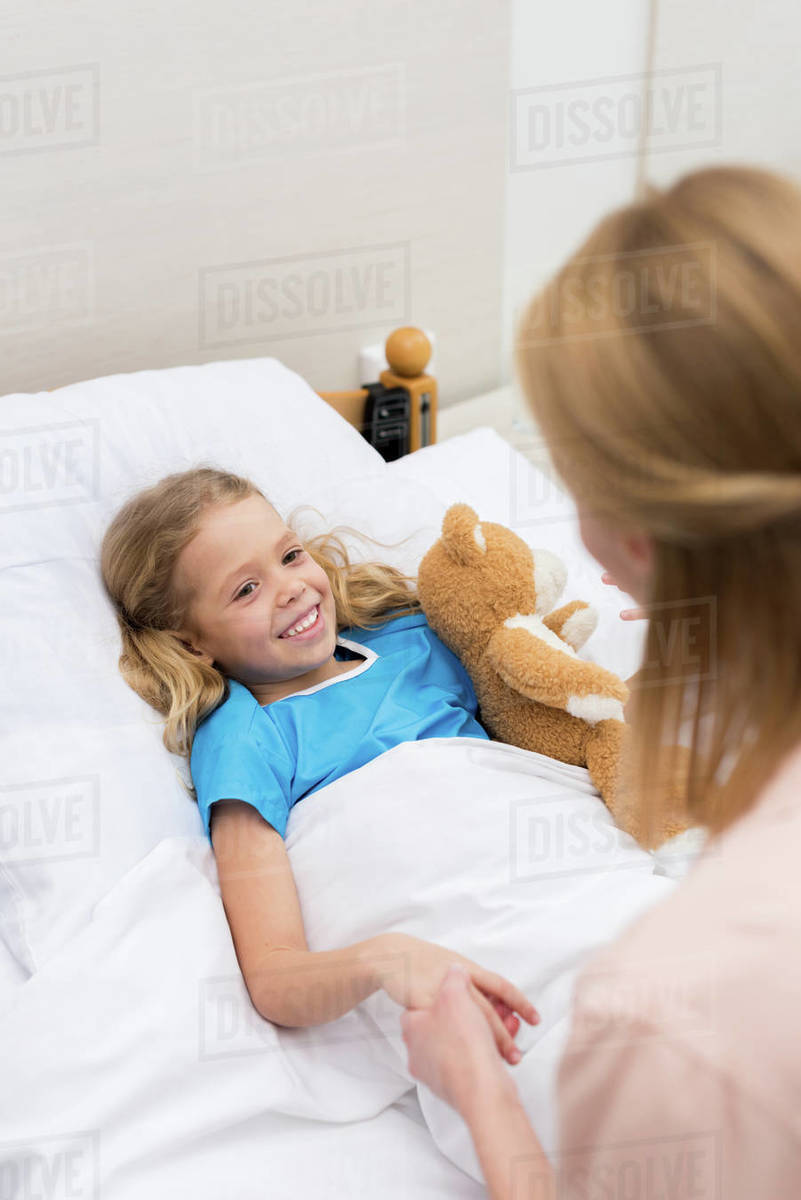 happy sick daughter holding mother hands - Royalty-free Stock Photo ...
