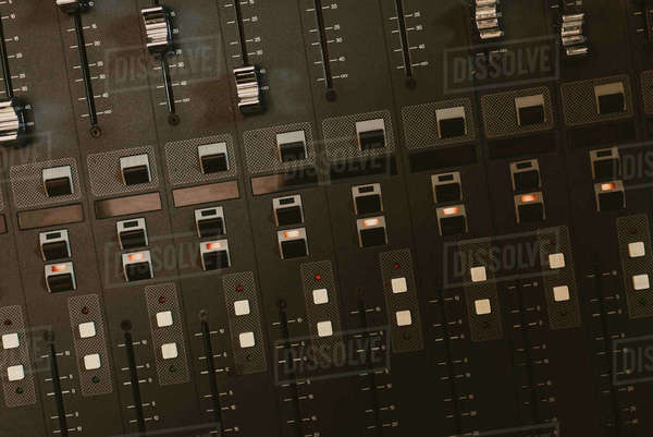 top view of analog graphic equalizer at recording studio - Royalty-free ...