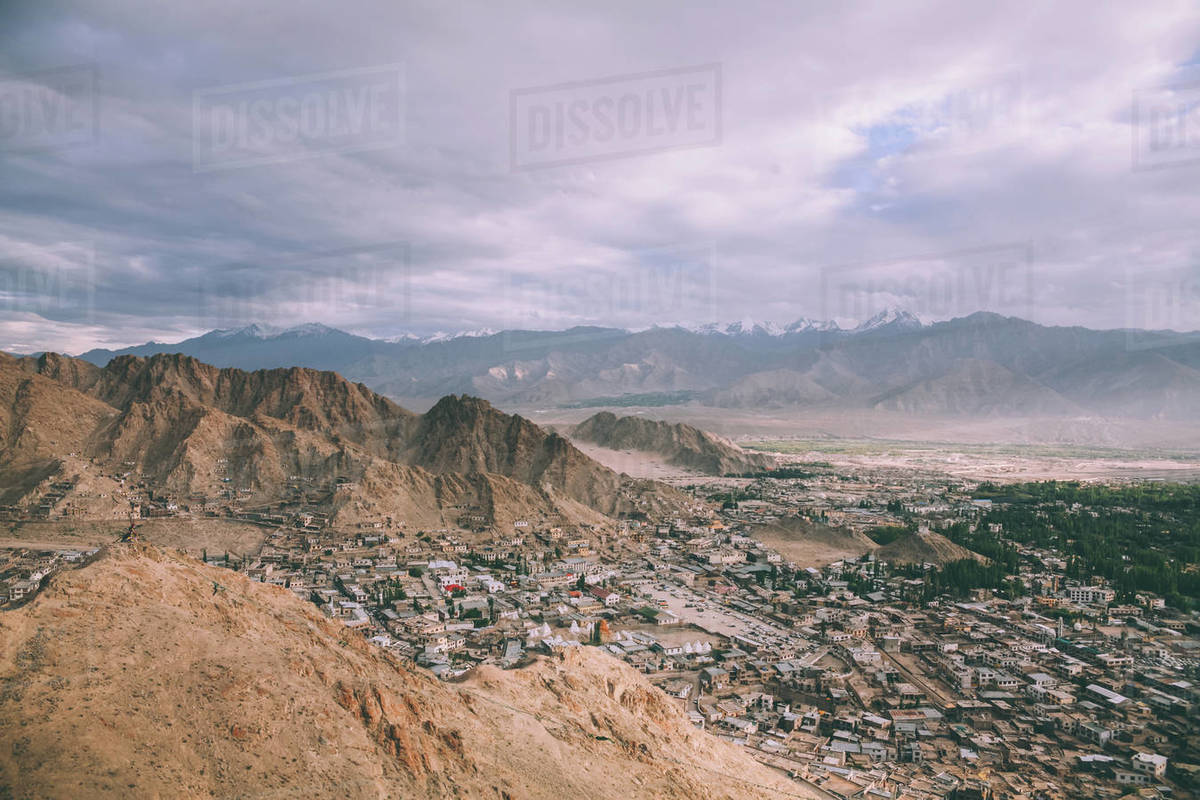 old medieval town cityscape in Indian Himalayas - Royalty-free Stock ...