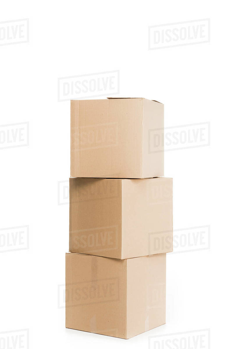 Stacked cardboard boxes, isolated on white - Royalty-free Stock Photo ...