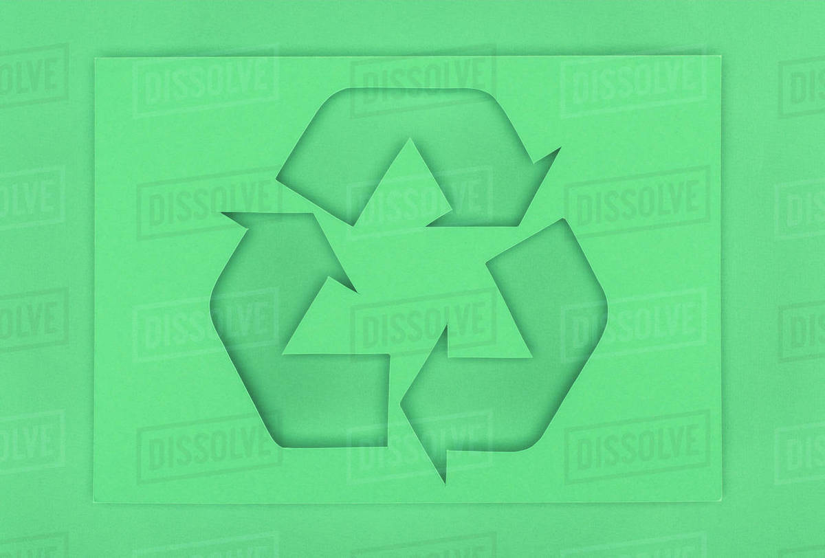 Top view of green recycle sign with arrows - Royalty-free Stock Photo ...