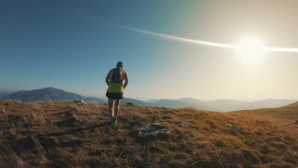 Girl's POV of running with her friend in the hills in slow motion ...