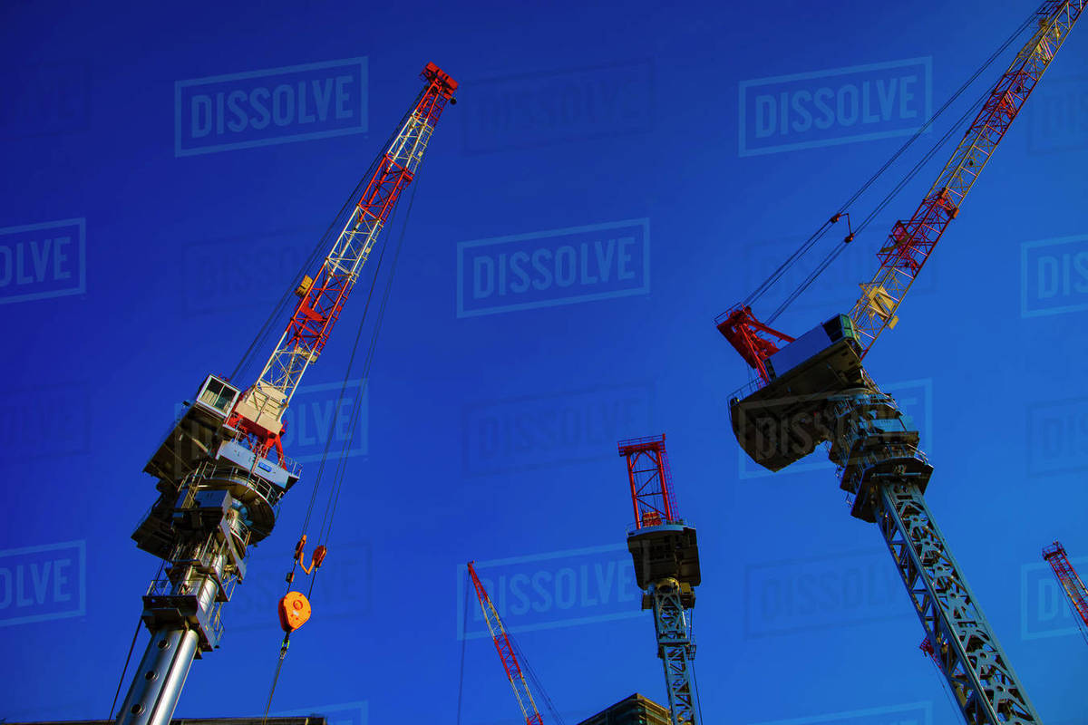 Crane behind the blue sky. Kouto district Ariake Tokyo Japan. - Royalty ...