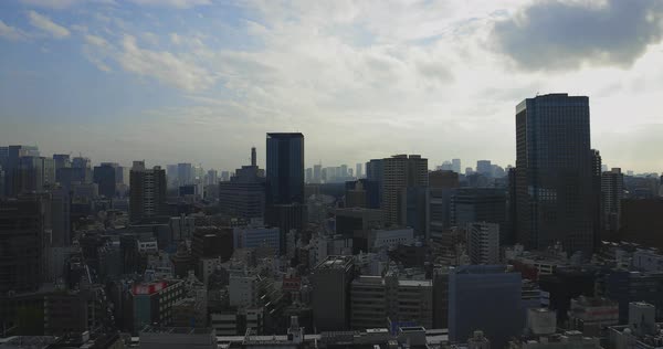 A high angle cityscape at the urban city in Tokyo wide shot - 4K ...