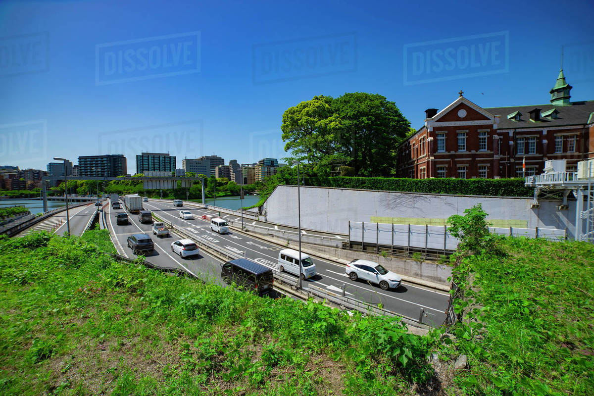 A traffic jam at the city highway in Tokyo wide shot - Royalty-free Stock Photo | Dissolve