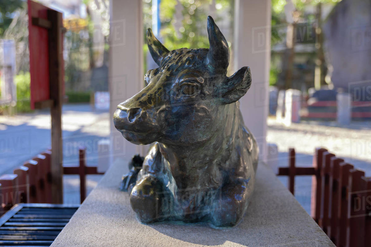A guardian statue of cow at Kameido Tenjin shrine - Royalty-free Stock ...