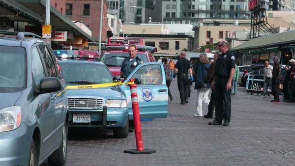 Police law enforcement crime scene Seattle. Emergency in the Pike ...